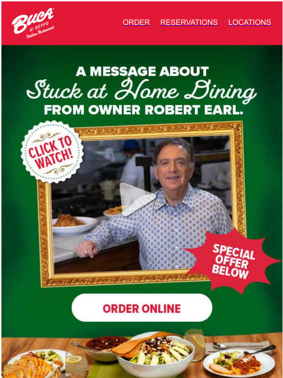 Buca Di Beppo: Stuck at home? Enjoy this $10 Gift! | Milled