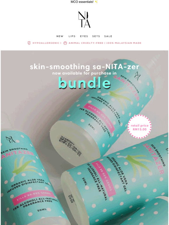 Nita Cosmetics: KILLS 99.99% GERMS with NITA Skin Smoothing Sa-NITA-zer ...
