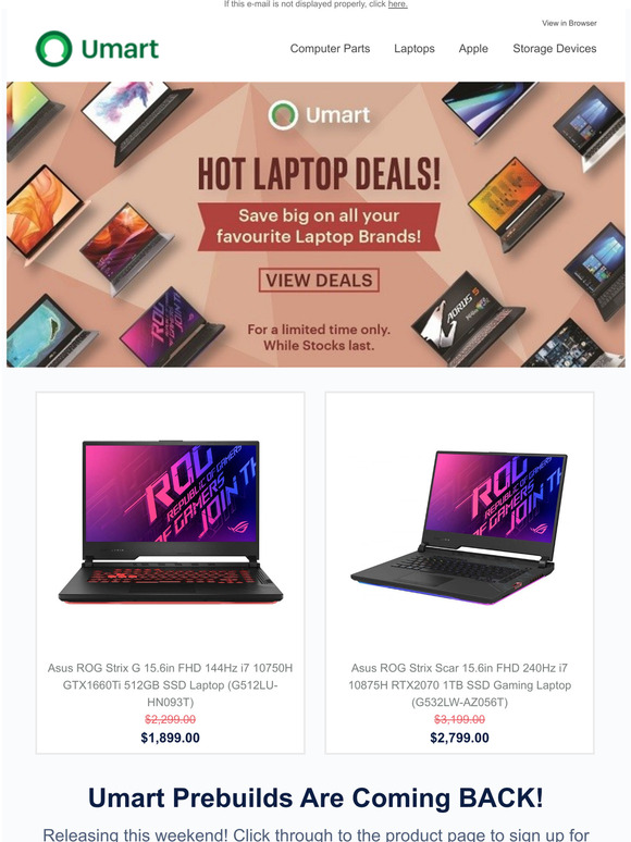 Umart: 🐲 RTX 30 Cards Restocked 🖥️ New Umart Prebuilds💻 Laptop Deals ...