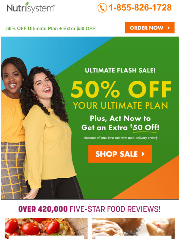 Nutrisystem: Act Now! 50% Off Ultimate Plan + Extra $50 Off! | Milled