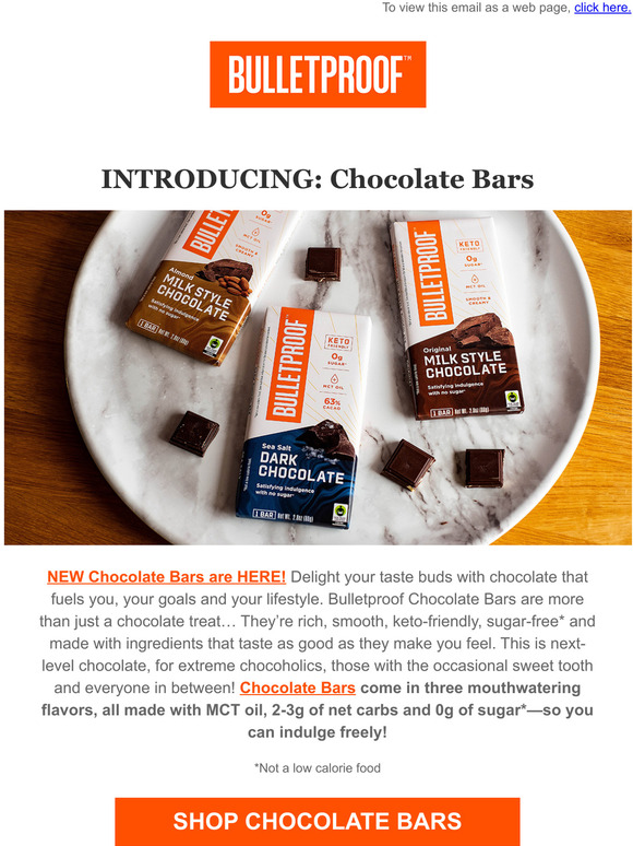 Bulletproof: 🍫 NEW: Chocolate Bars (3 mouthwatering flavors!) | Milled