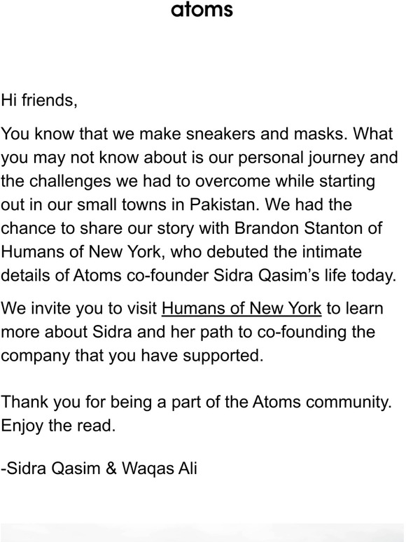 Atoms: Read Atoms co-founder Sidra Qasim's story on Humans of New York ...