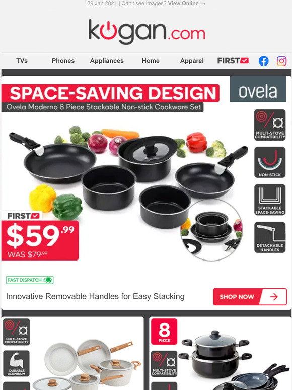 Kogan: Kitchen Classics | 8pc Non-stick Cookware Set Only $59.99 | Milled
