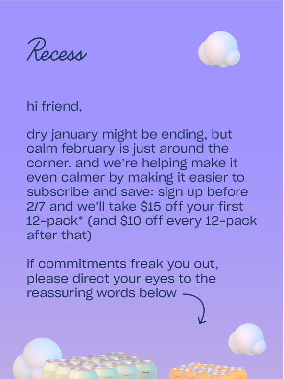 Recess: goodbye dry january, hello calm february | Milled