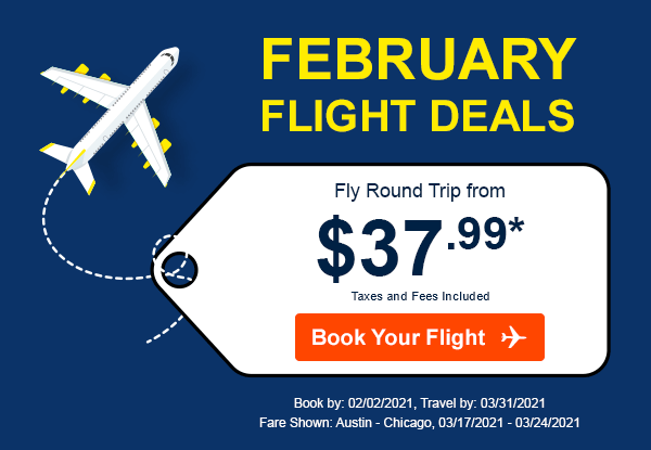 CheapOair: February Flight Deals: Fly Round Trip from $37.99 | Milled