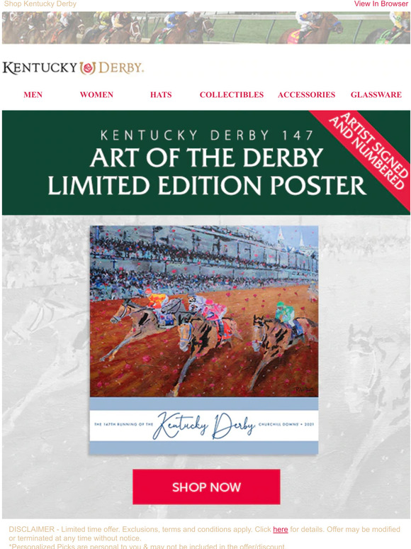 Kentucky Derby Store: Limited Edition! 147 Art of the Derby Poster | Milled