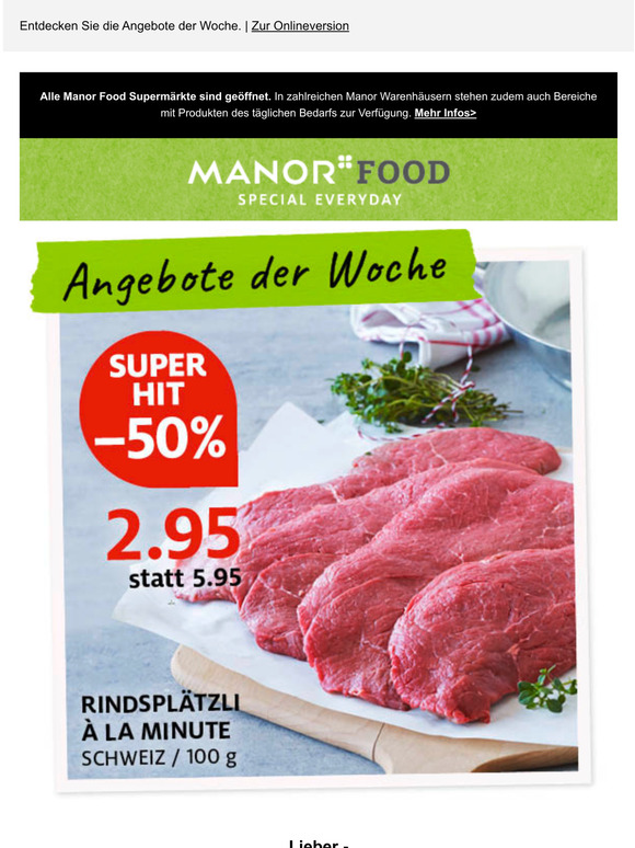 Manor: Die Manor Food Supermärkte sind weiterhin geöffnet! | Milled