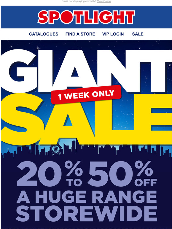 Spotlight: -Giant Sale 20%-50% Off A Huge Range | 1 Week Only | Milled