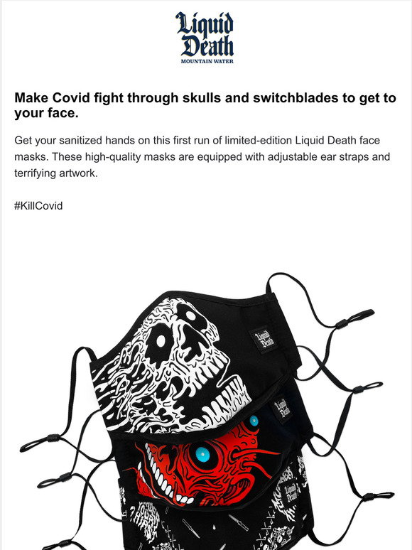 Liquid Death: New Limited Edition Masks | Milled