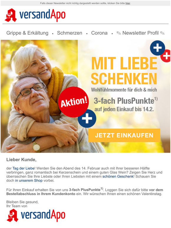 VersandApo: ️ Wir schenken Ihnen 3-fach PlusPunkte bis zum Valentinstag ...