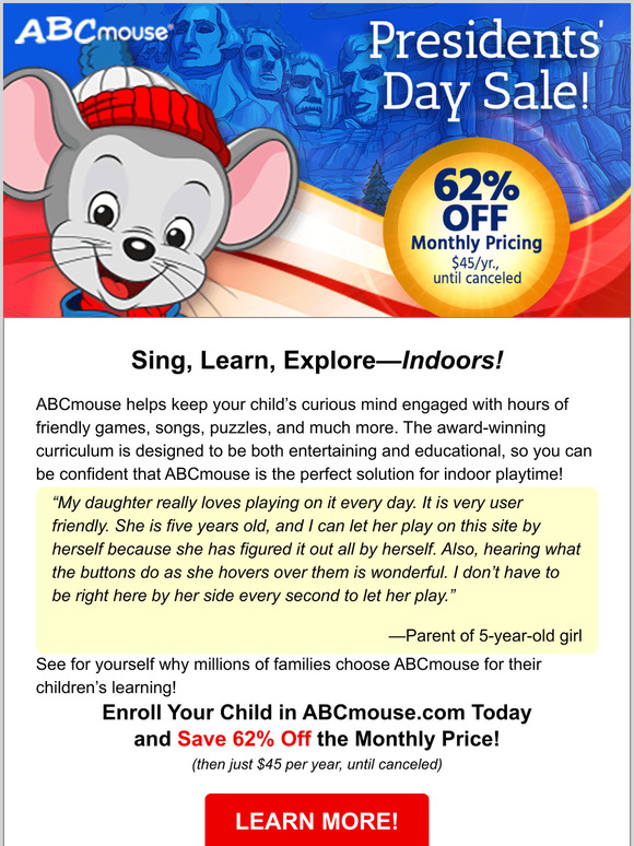 ABCmouse: Over 60% Off—Presidents' Day Sale starts NOW | Milled