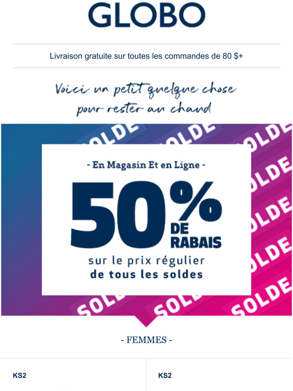 GLOBO: 50% de rabais sur les soldes? Oui svp! | Milled