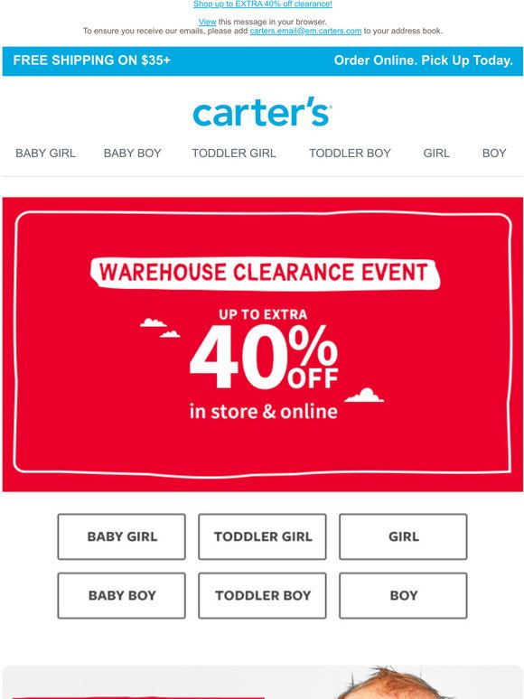 Carter's: Clearance? It's a WAREHOUSE EVENT! | Milled