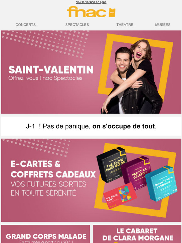 Fnac Spectacles: ⏳ Vous offrez quoi à Valentin·e demain ? | Milled