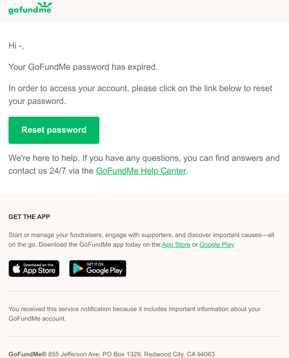 GoFundMe: Please Reset Your Password | Milled