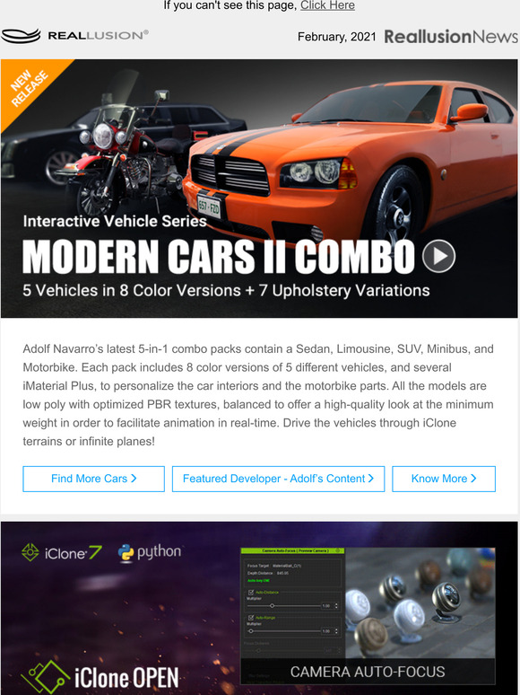 Reallusion: New Arrivals! Interactive Modern Cars: 5 Vehicles with 8 ...