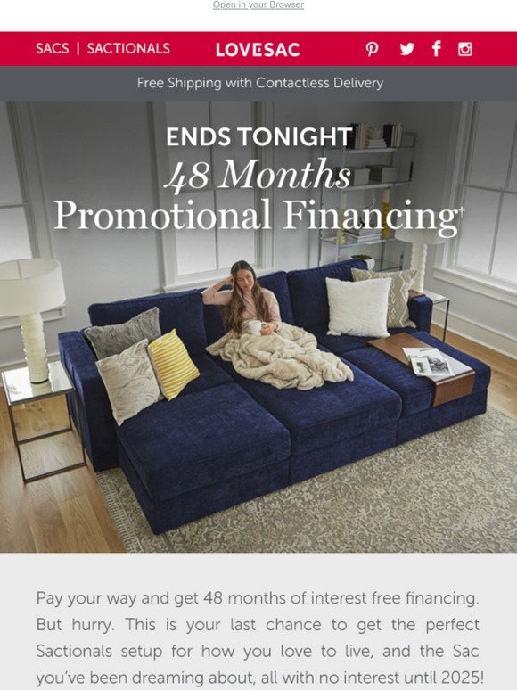 LoveSac: It’s the Final Countdown! Last Chance for 48 Month Financing ...
