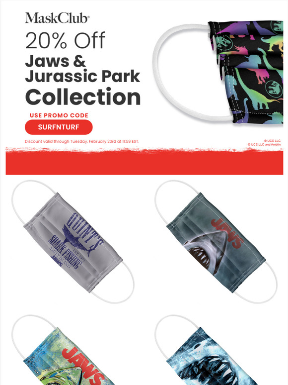 MaskClub: Sink Your Teeth into 20% Off Jaws & Jurassic Park Face Masks ...