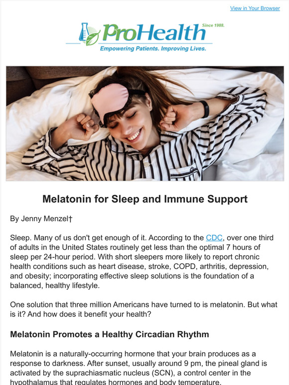 ProHealth: Supporting Sleep and Immunity with Melatonin | Milled
