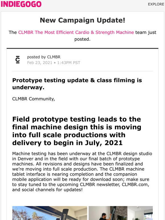 Indiegogo: 📢 Update #11 from CLMBR The Most Efficient Cardio & Strength ...