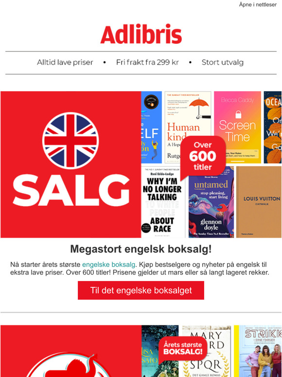 Adlibris: Drømmesalg! Norske og engelske bøker til superpriser | Milled