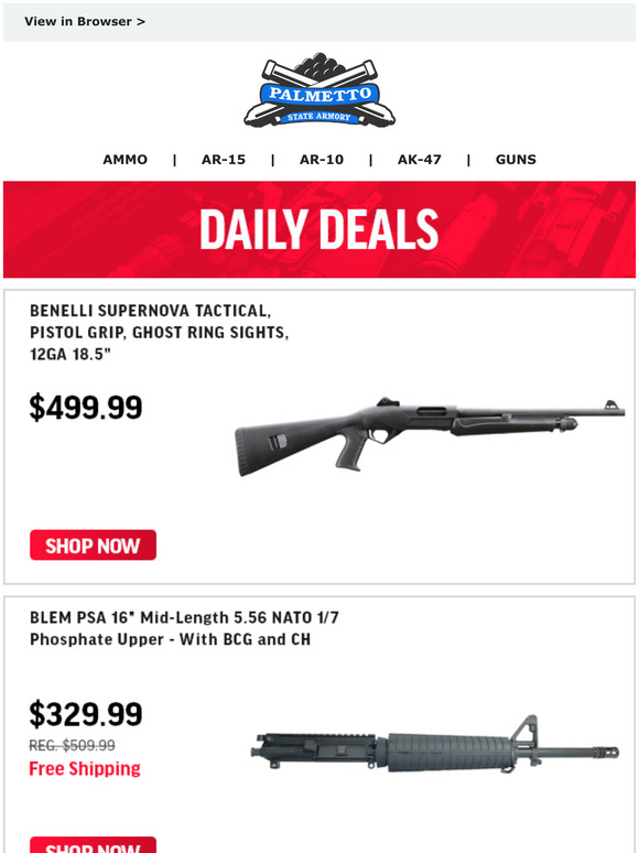 Palmetto State Armory: Benelli Supernova Tactical 12GA Shotgun $499.99 ...