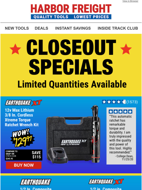 Harbor Freight: CLOSEOUT SPECIALS - Limited Quantities Available | Milled