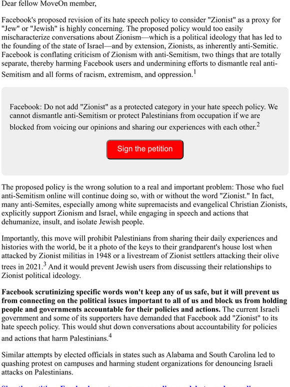 MoveOn: Sign the petition: Facebook and accountability | Milled