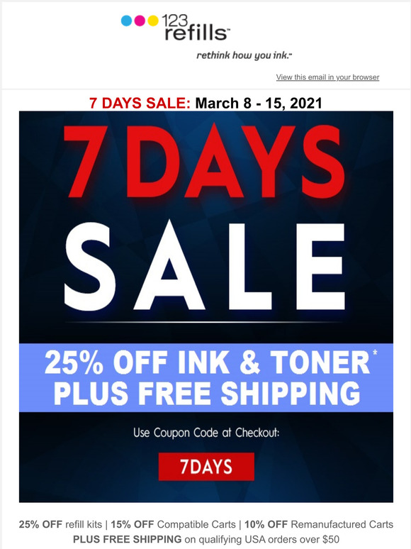 123 Refills: THE 7 DAYS SALE IS ON | Milled
