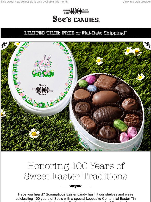 See's Candies: NEW! Limited-Edition Keepsake Centennial Easter Tin | Milled