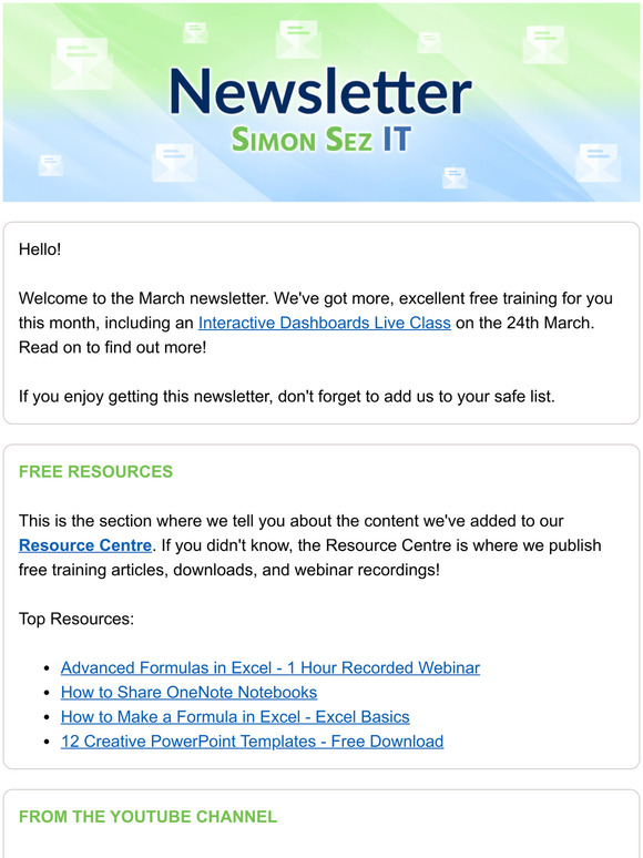 Simon Sez It Dashboards In Excel Live Class Milled