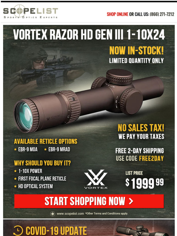Scopelist: Vortex Razor HD Gen III and AMG UH-1 Gen II Now In Stock ...
