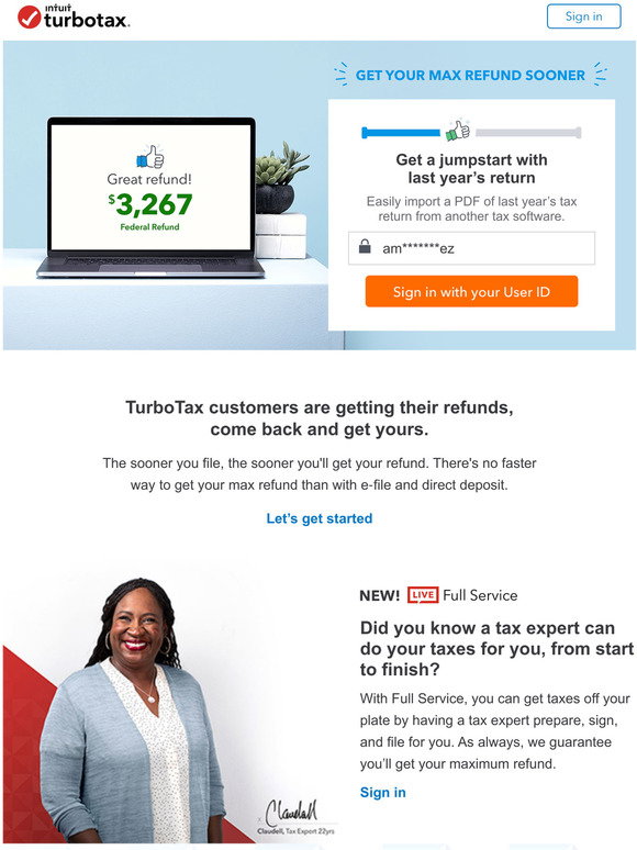 Intuit: 2020 Tax Reminder: User ID and Easy Refund Inside | Milled