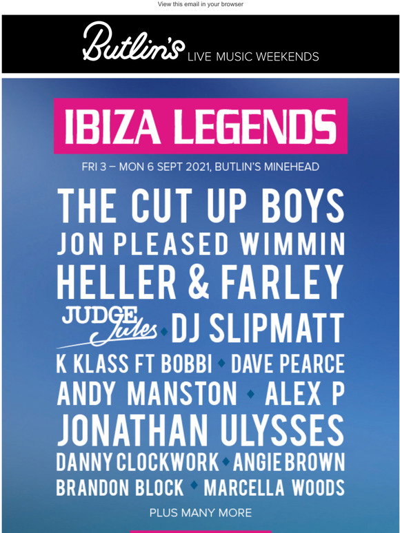 Butlin's: Ibiza Legends 2021 line-up just announced! | Milled