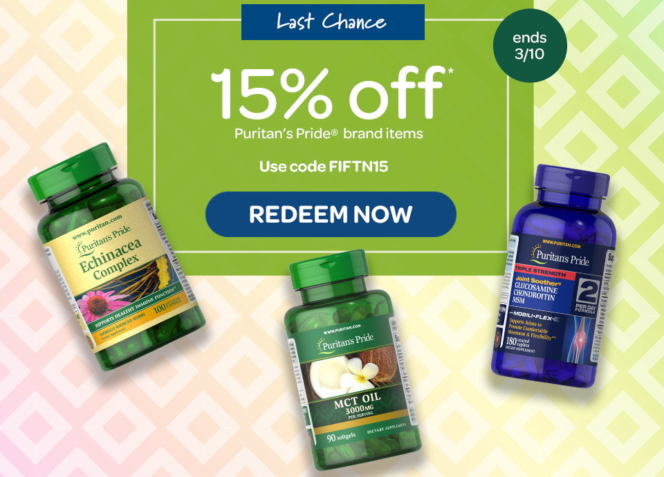 Puritan's Pride: [Reminder] 15% off expires today | Milled
