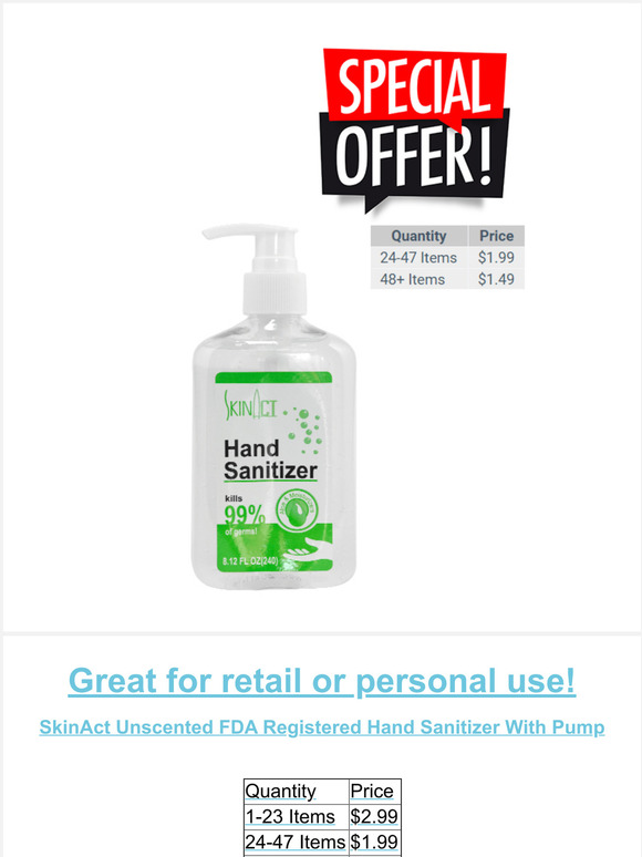 Skin Act: Special Pricing for SkinAct Unscented Hand Sanitizer! | Milled