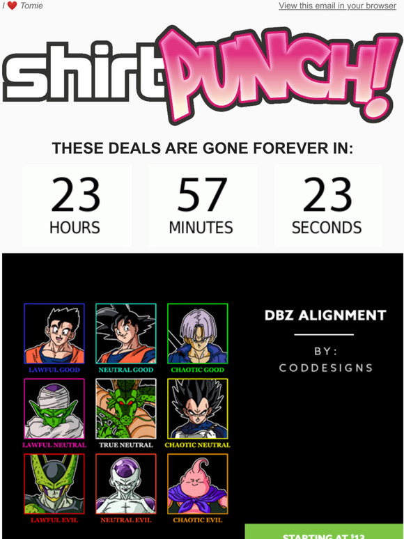ShirtPunch: Dragon Ball Z character alignments. | Milled