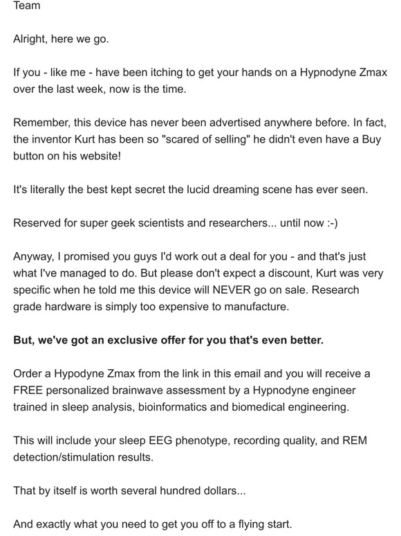 Lucid Dreaming Fast Track: Hypnodyne Zmax: Exclusive Offer for WOLD ...