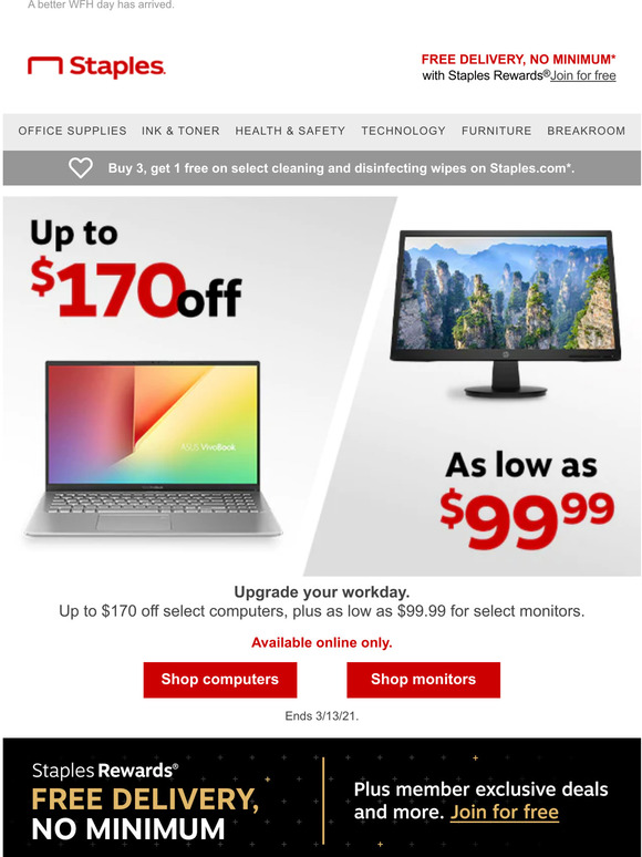 Staples: Save $170 on laptops + reveal this monitor deal. | Milled