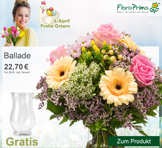 Flora Prima: Verschicken Sie den Blumenstrau-Klassiker Ballade mit Gratis-Vase fr 22,70 | Milled