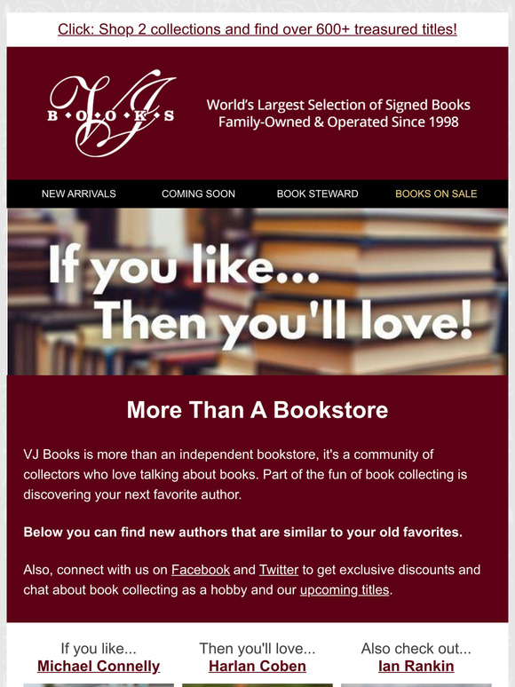 VJ Books: If you like Connelly and Baldacci... | Milled