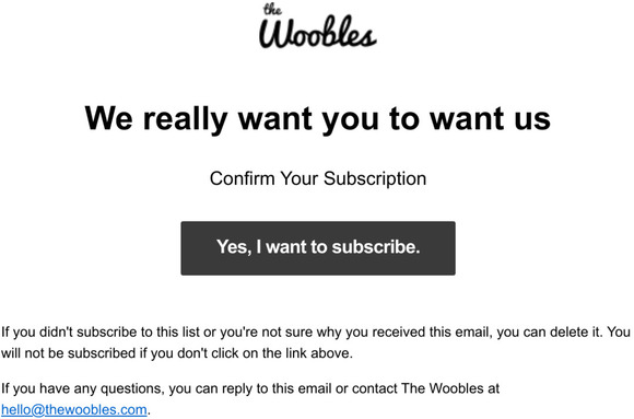 The Woobles: Confirm Your Subscription | Milled