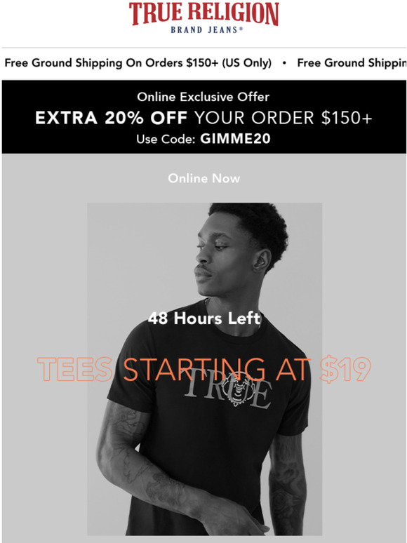 True Religion: UPGRADE: Extra 20% Off Your Order. 48 Hours Only | Milled