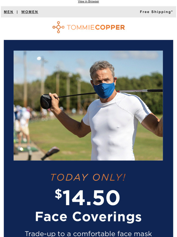 Tommie Copper: Today Only! Face Masks are ON SALE | Milled