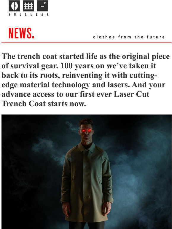 Vollebak: Your secret link to the first Laser Cut Trench Coat | Milled