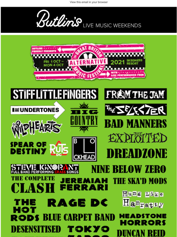 Butlin's: Great British Alternative Festival line up just announced ...