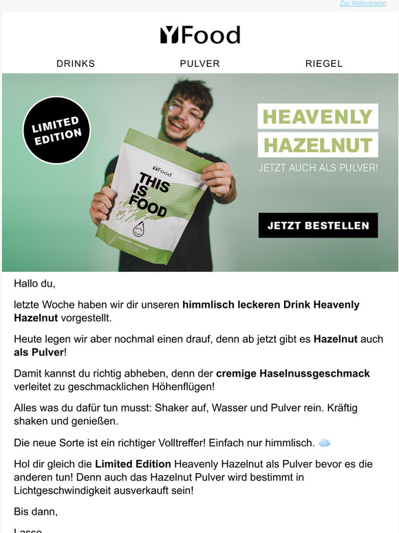 yfood: Hazelnut jetzt auch als Pulver! | Milled