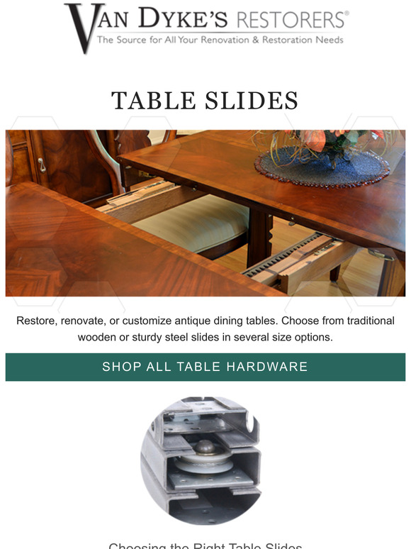 Van Dykes Restories: Table Sagging? Our Wood or Steel Table Slides to ...