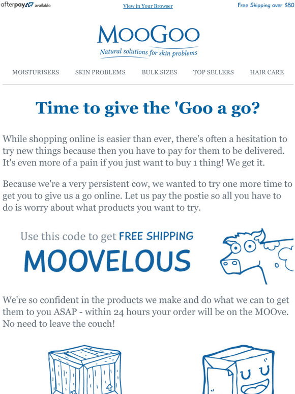 MooGoo: Give the 'Goo a GO! Yes, we're a very persistent cow. | Milled