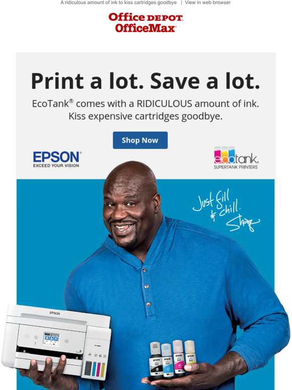 Office Depot: Shaq said, "Just fill & chill," EPSON EcoTank | Milled
